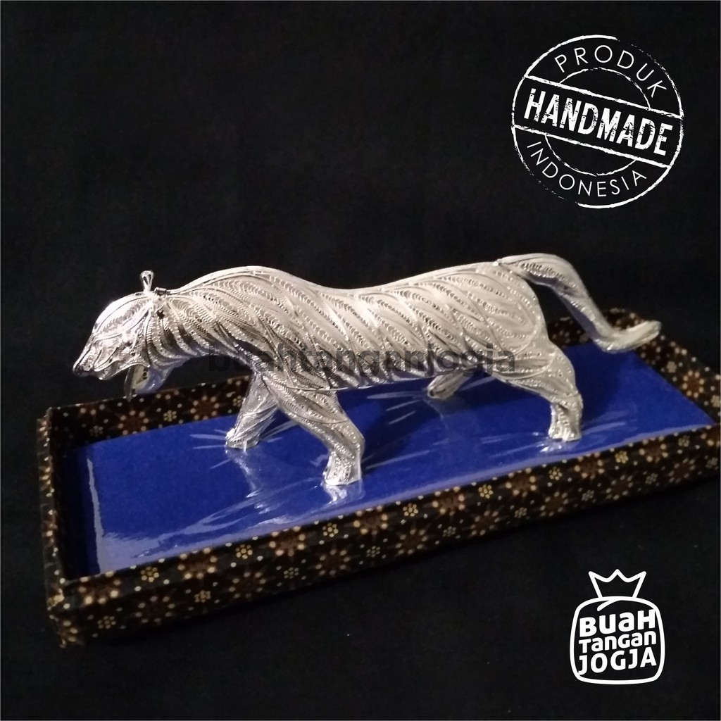 Jual Miniatur Macan Lapis Perak - Kerajinan Khas Kotagede Jogja | Shopee Indonesia