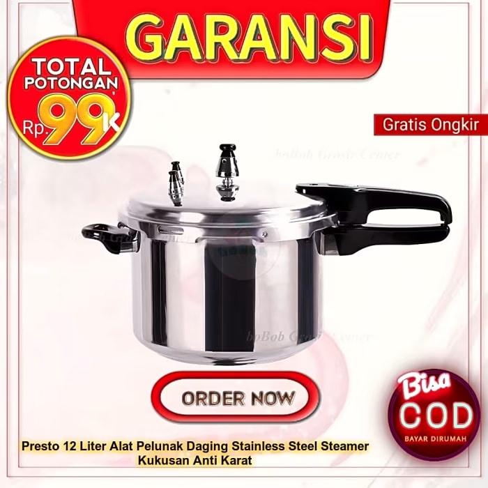 Jual Presto 12 Liter Panci Alat Pelunak Daging Stainless Steel Steamer Kukusan Serbaguna ...