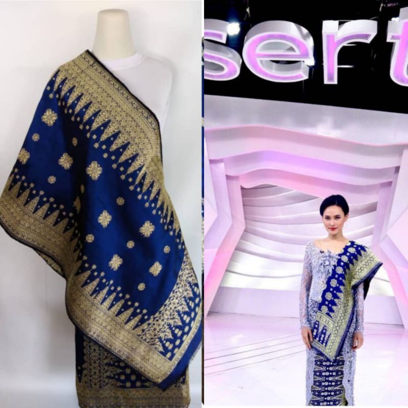 Jual Songket Palembang Asli Tenun Tangan | Cantik Manis Biru Gold | Premier Handmade | Shopee ...