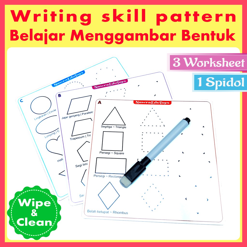 Jual WRITING SKILL PATTERN, belajar menggambar bentuk GEOMETRI ...