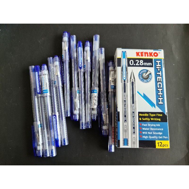 Jual pulpen ballpoin hi tech kenko 0.28 warna biru | Shopee Indonesia
