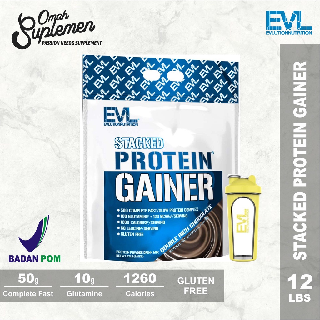 Jual EVL Evlution Nutrition Stacked Protein Gainer 12 Lbs evl gainer ...