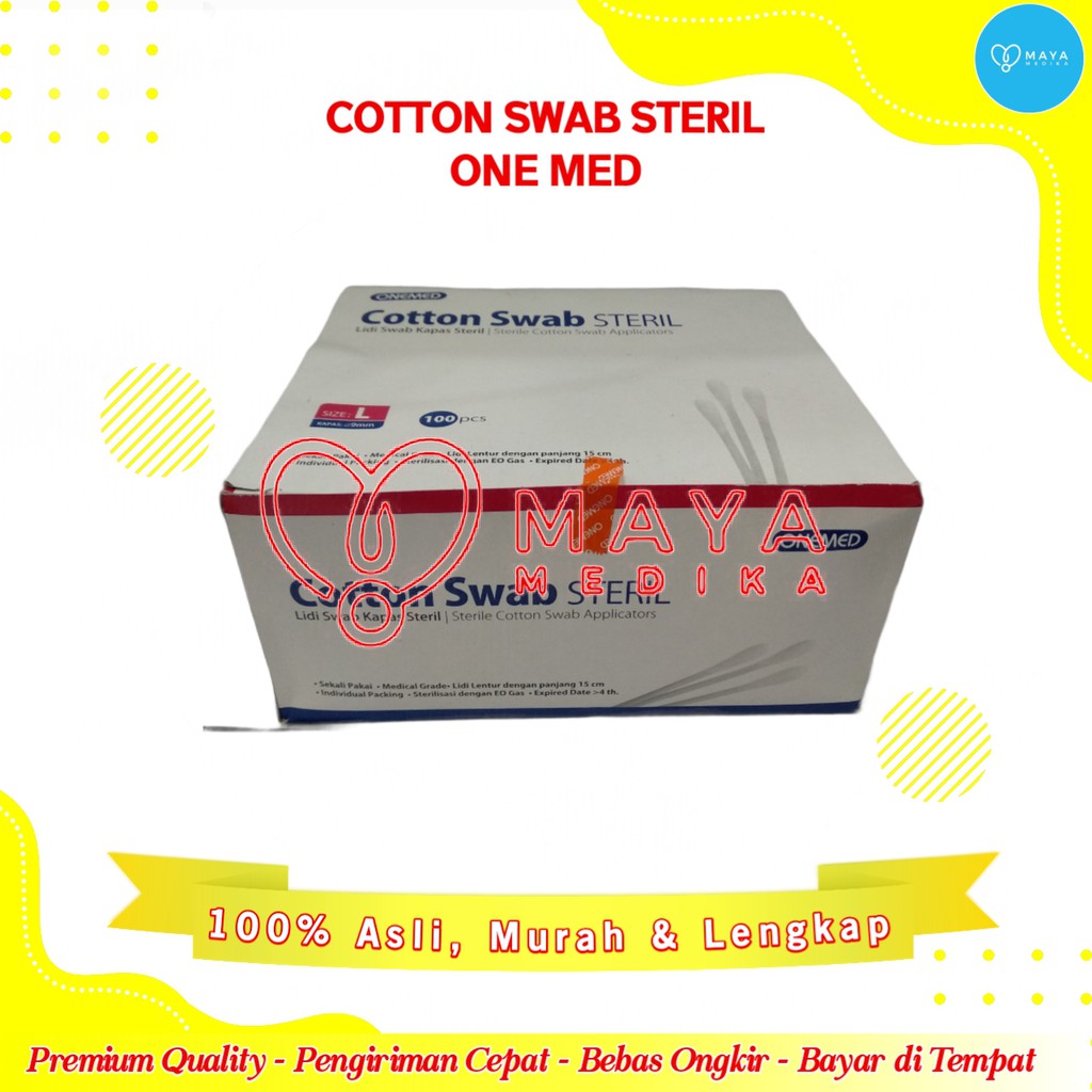 Jual Cotton Swab Steril Ukuran L (1 Box Isi 100) One Med | Shopee Indonesia