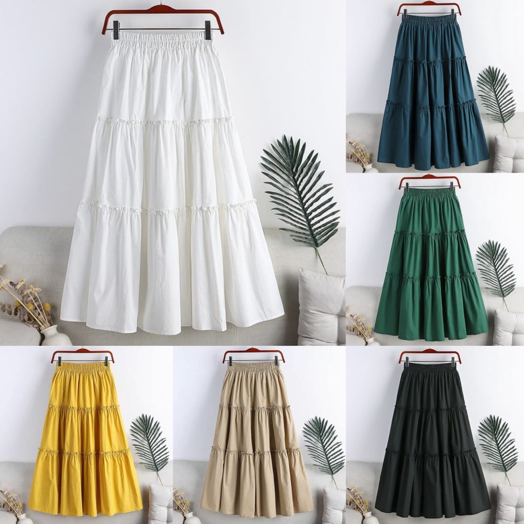 Jual (BISA COD) Rok Wanita Panjang bawahan plisket premium import murah ...