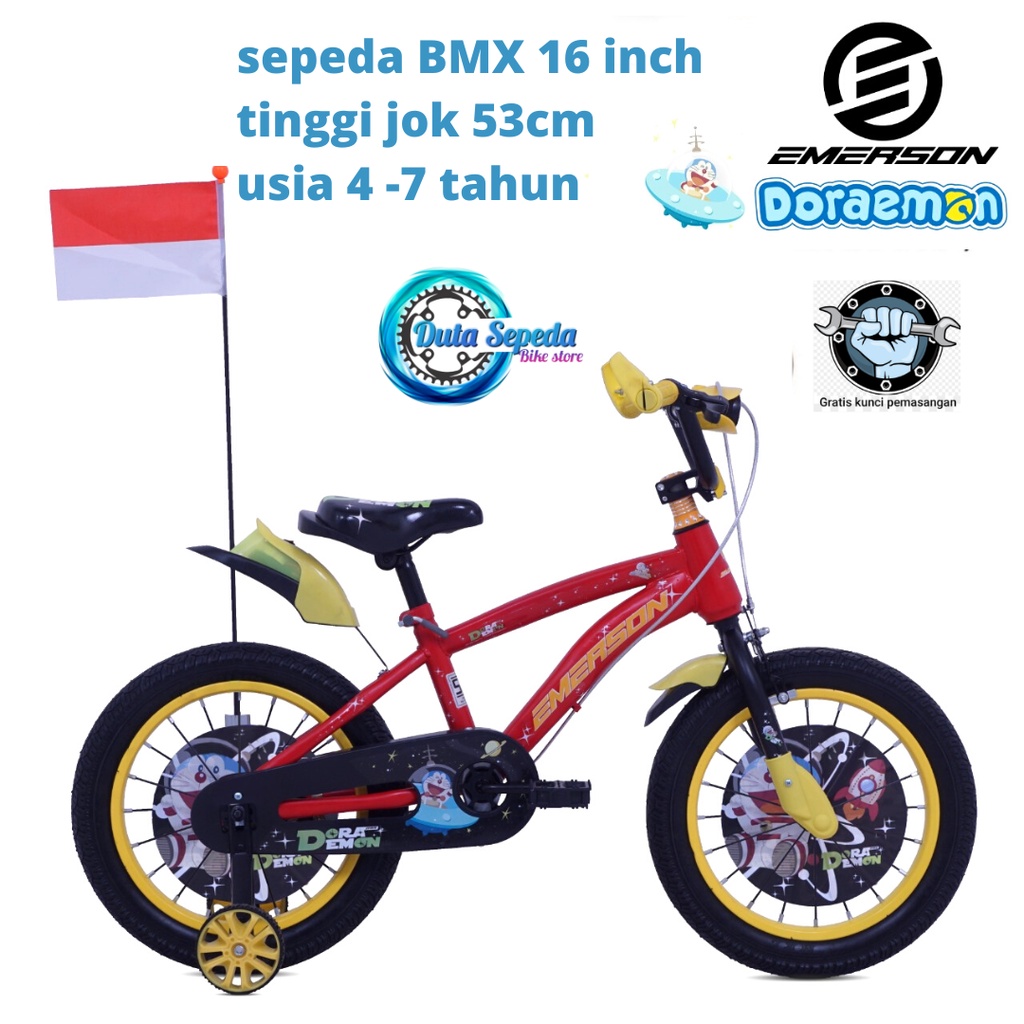 Jual Sepeda anak laki 16 inch untuk 4 - 7 tahun Bendera merk Emerson ...