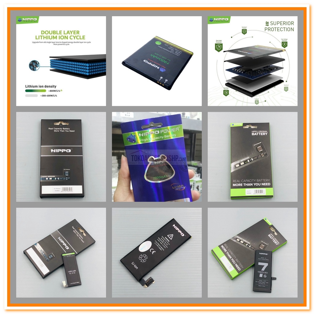 Jual BATERAI HIPPO ALL TIPE / BATRE DOUBLE POWER HIPPO SEMUA TIPE | Shopee Indonesia