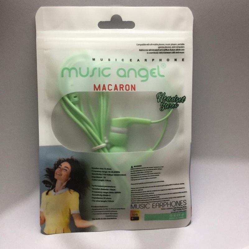 Jual Headset Music Angel Macaron Super Extra Bass Handsfree Earphone ...