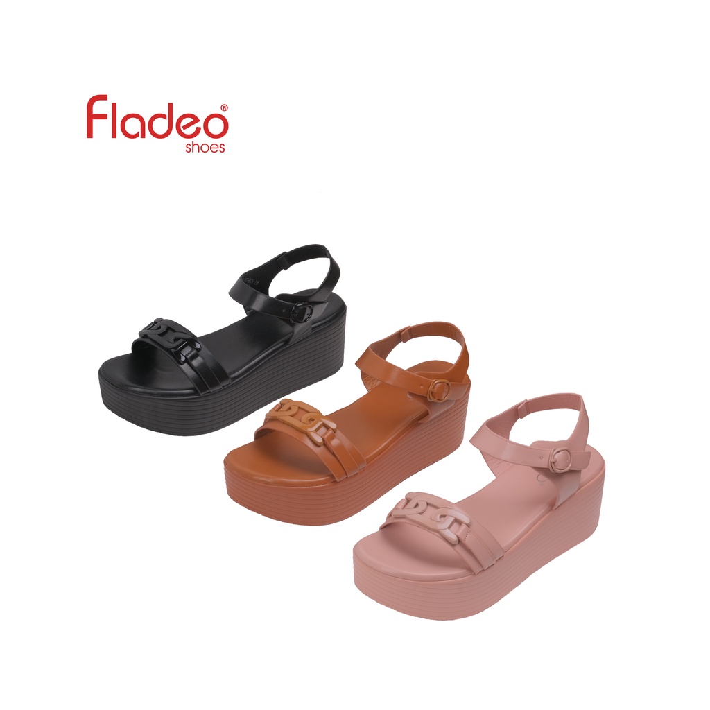 Jual Fladeo D22/LDFT505-1BG/Sandal Wedges Tali Slide Wanita [ Wedges ...