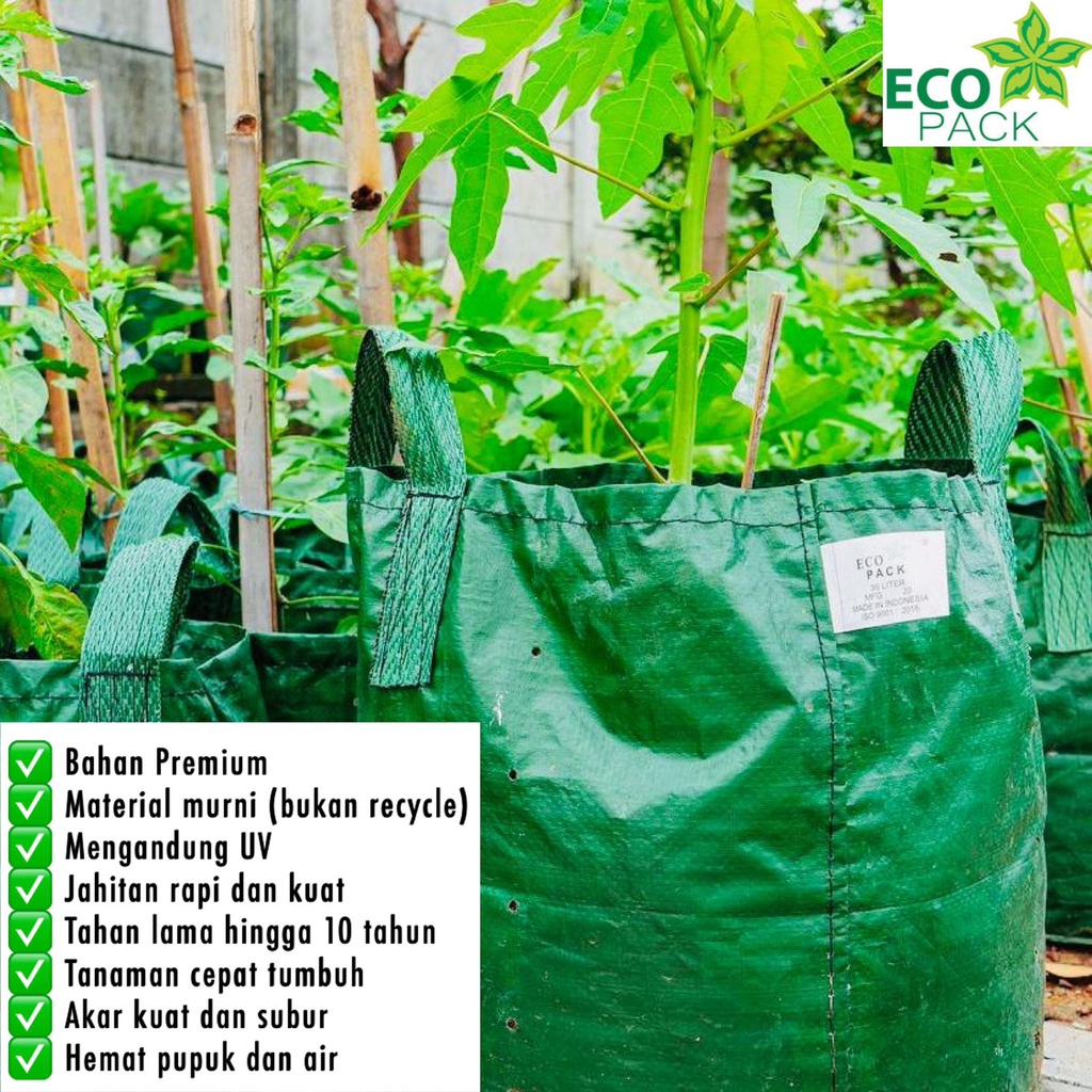 Jual Planter Bag Eco Pack 35 Liter Grow Bag Ecopack Original HDPE Hijau Tabulampot Export ...