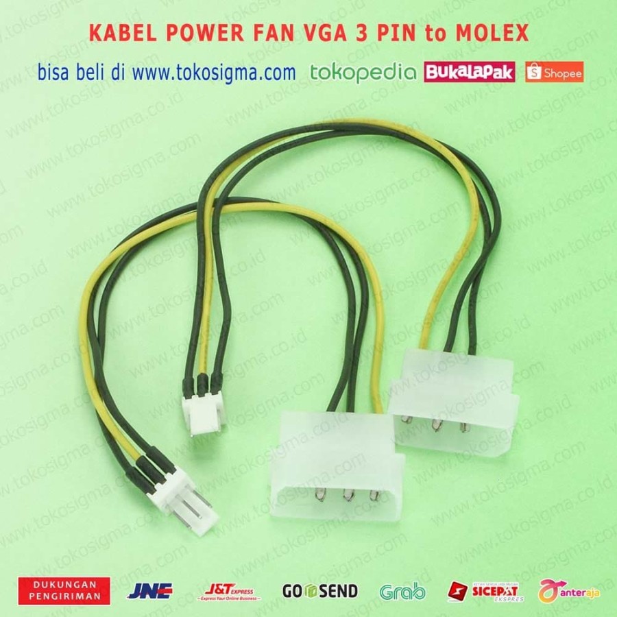 Jual KABEL POWER FAN VGA 3 PIN COLOKAN TO MOLEX 4 PIN IDE PSU isi 3 ...