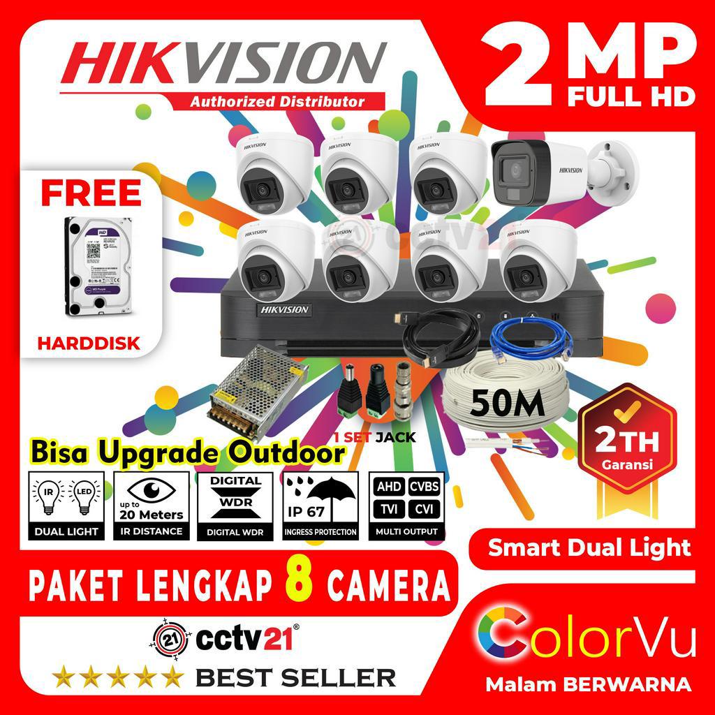 Jual Paket CCTV COLORVU HIKVISION 2MP 8 Channel Kamera 8CH Smart Dual ...