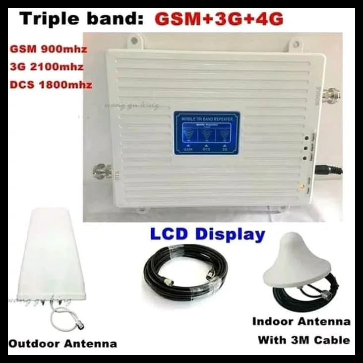 Jual Tri Band Booster Repeater Penguat Sinyal 2G 3G 4G Gsm 900/1800/2100Mhz Hemat Kode 635 ...