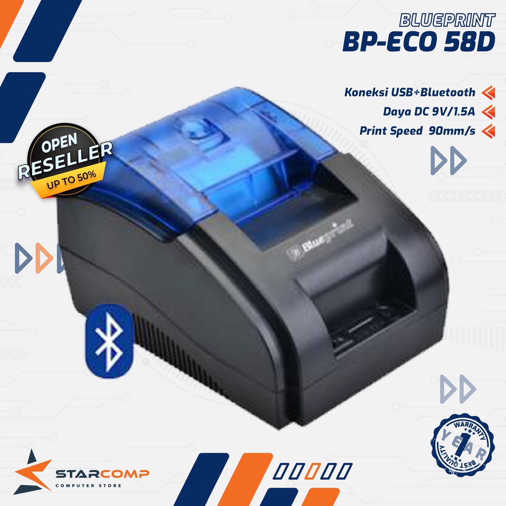 Jual Printer Bluetooth thermal kasir ECO 58D Blueprint ( USB + BT + RJ11 ) | Shopee Indonesia