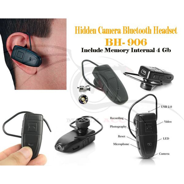 Jual Spy Hidden Camera Bluetooth Headset BH 906 Video Recorder | Shopee ...