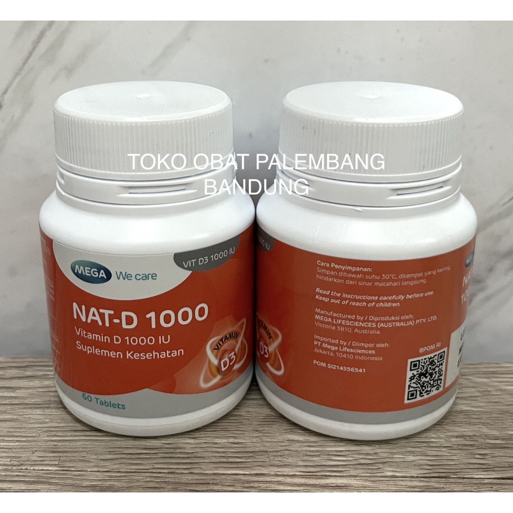 Jual NAT-D 1000 MEGA WE CARE 60 TABLET VITAMIN D3 1000 IU NAT D 1000 ...