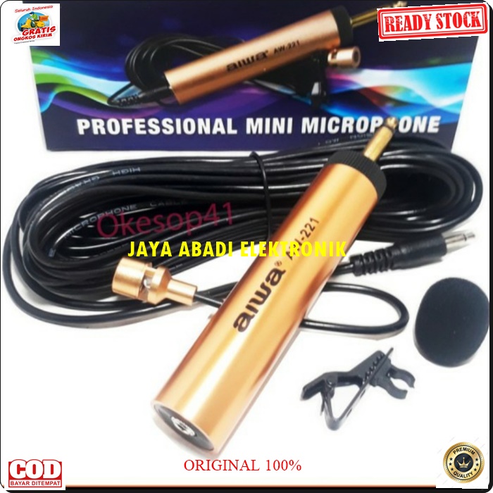 Jual G498 AIWA MIC JEPIT KABEL KANCING KERAH BAJU 8 METER CLIP ...