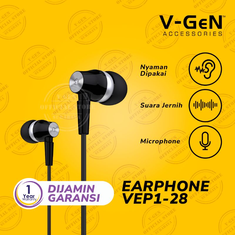 Jual Headset Murah V-GeN VEP1-28 Wired Handsfree Headset Stereo Sound ...