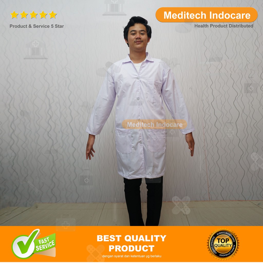 Jual Jas Laboratorium Lengan Panjang | Baju Seragam Lab Ukuran ( S M L ...