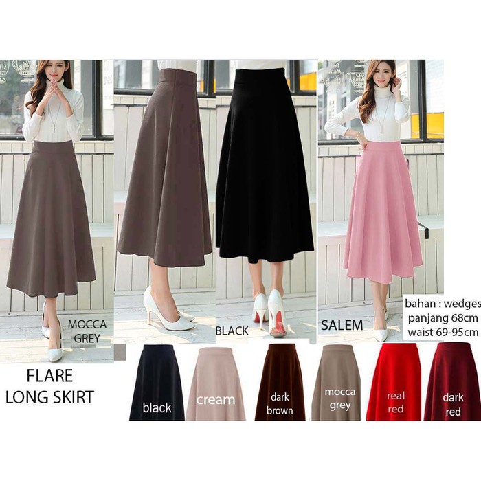 Jual Flare Skirt - Rok Midi 7/8 Bahan Scuba | Shopee Indonesia