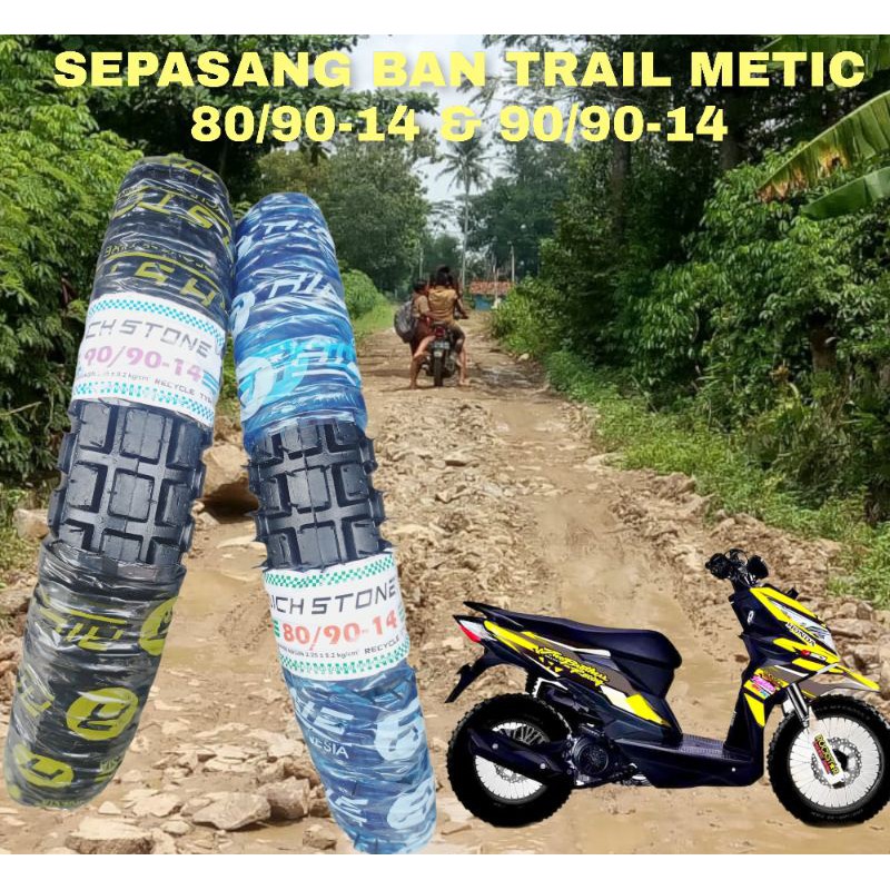 Jual promo sepasang 2 ban motor matic trail 80/90-14 dan 90/90-14 ban ...