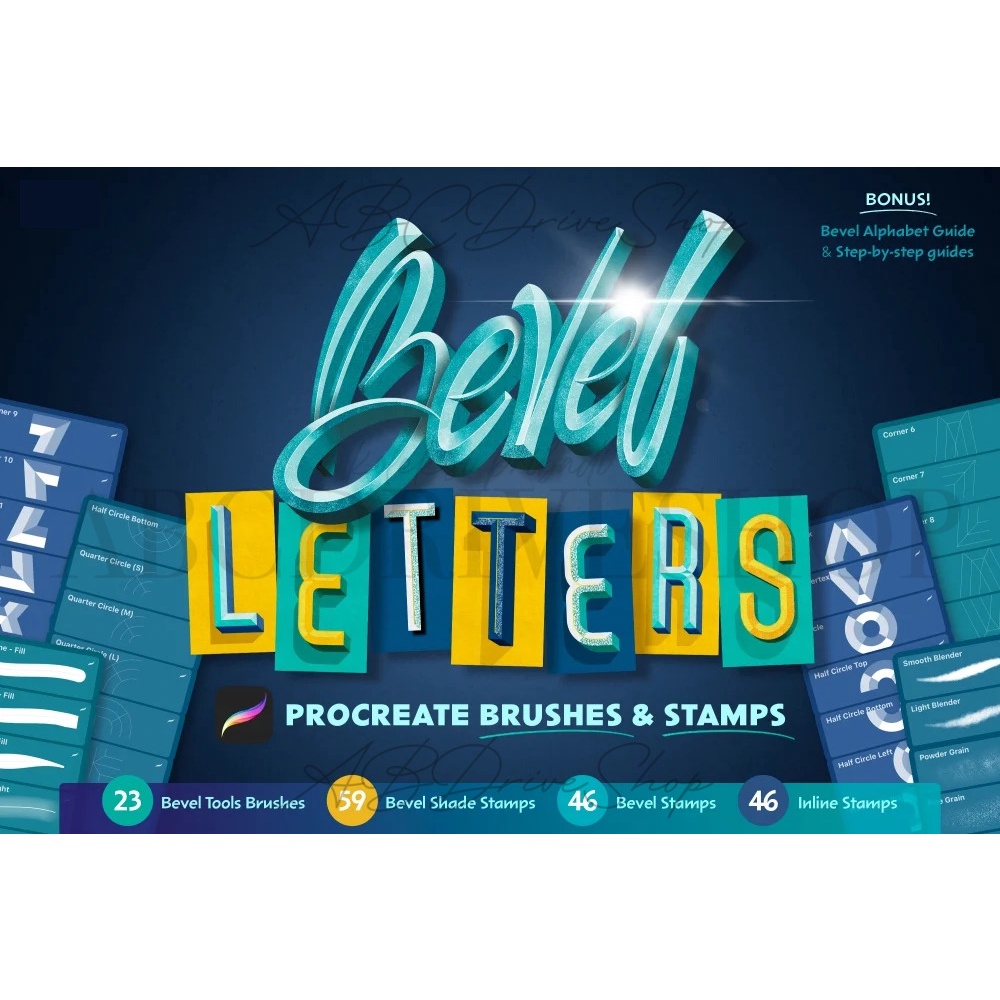 Jual Procreate Brush - Bevel Letters Procreate Brushes & Stamps ...