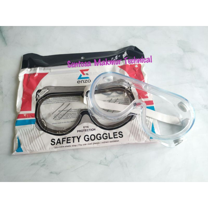 Jual ENZO Safety Goggles Goggle Kacamata Kaca Mata Pelindung APD Karet Elastis | Shopee Indonesia