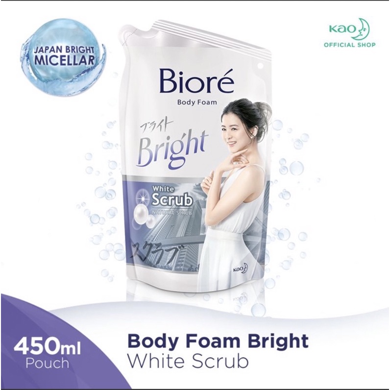 Jual BIORE BODY FOAM Sabun Bright White Scrub 450ml | Shopee Indonesia