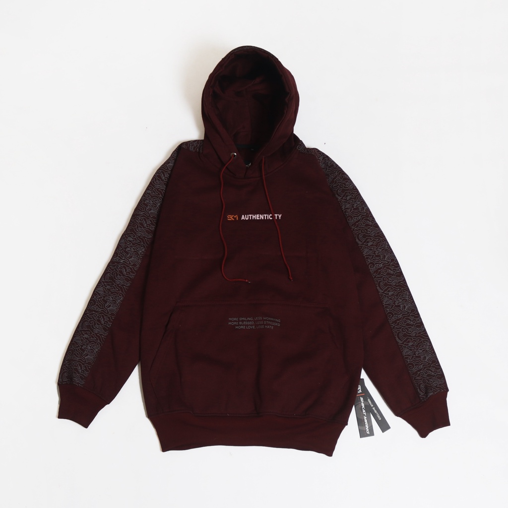 Jual Shikat Miring Authentic Hoodie Stripe Batik Maroon | Shopee Indonesia