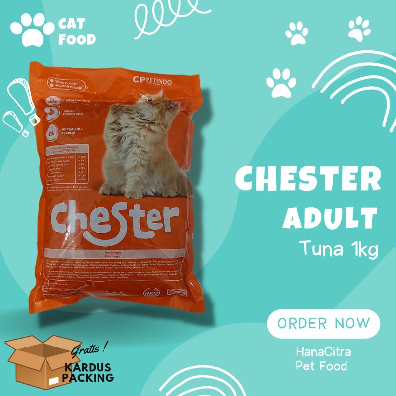Jual Chester Makanan Kucing Dewasa Rasa Tuna 1kg / Chester Adult Cat ...