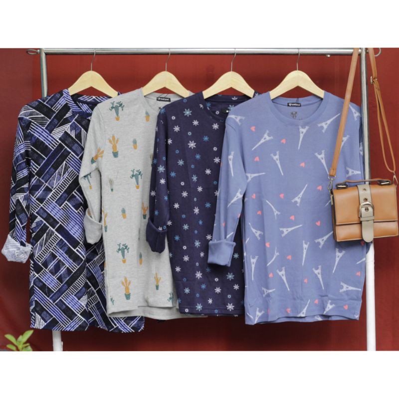 Jual kaos motif / kaos lengan panjang / kaos wanita /kaos atasan wanita ...