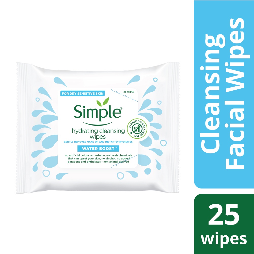 Jual Simple Waterboost Hydrating Cleansing Wipes 25 Pcs | Shopee Indonesia