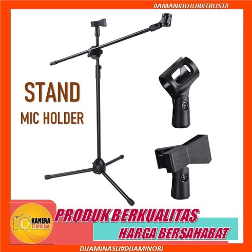 Jual Stand Microphone + Mic Holder / Stand Mic Lantai Tripod Condenser | Shopee Indonesia