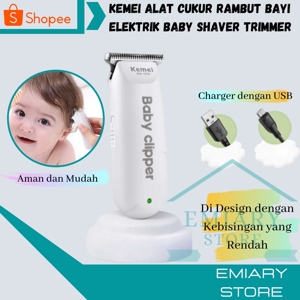 Jual COD Kemei Alat Cukur Rambut Bayi Elektrik Baby Shaver Trimmer ...