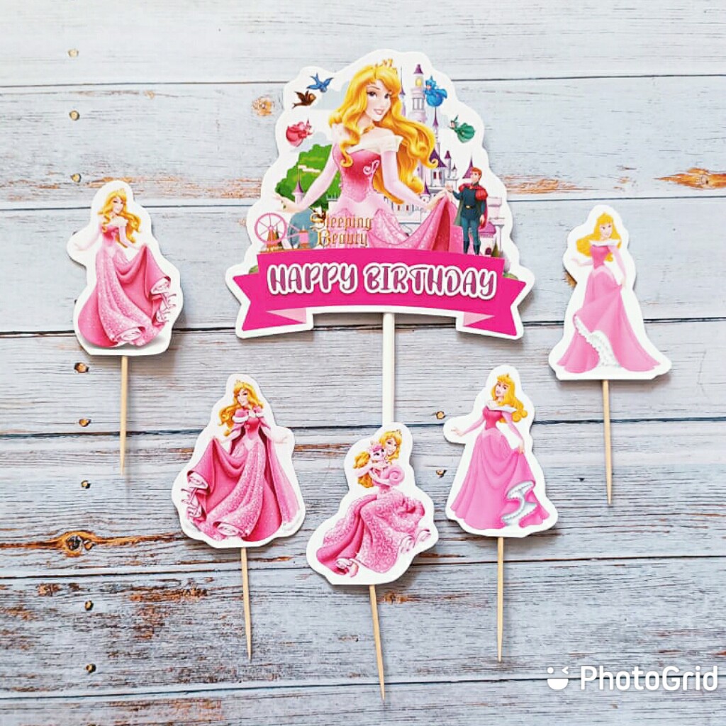 Jual topper topper cake hiasan kue ulang tahun satu set karakter aurora ...