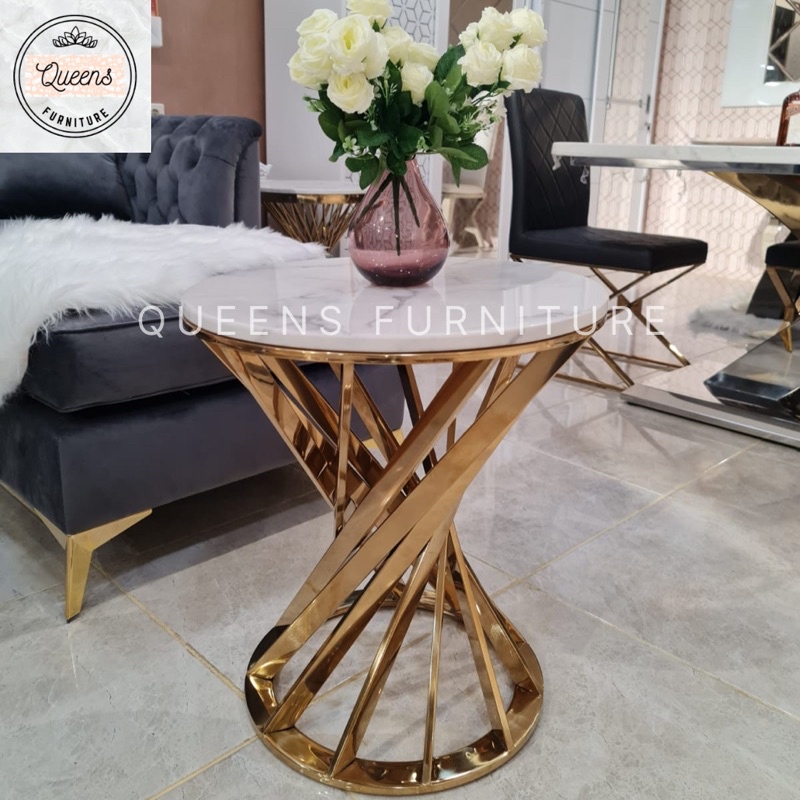Jual Side Table Meja pojok Meja sudut marmer stainless gold | Shopee ...