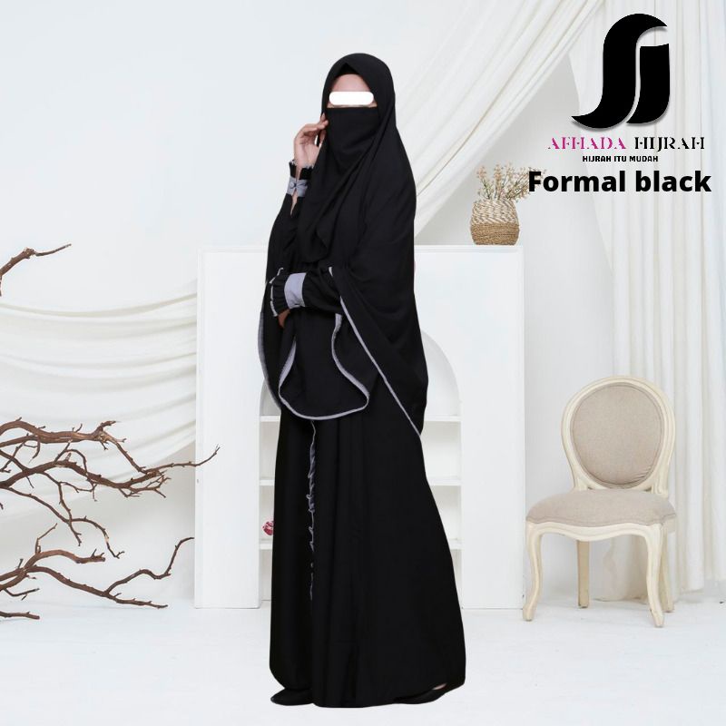 Jual Afhadahijrah - Gamis syari jilbab cadar Nadira hitam wolvis baju ...