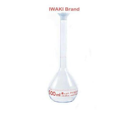 Jual Volumetric flask 100 ml with plastic Stopper IWAKI / Labu ukur 100 ml IWAKI | Shopee Indonesia