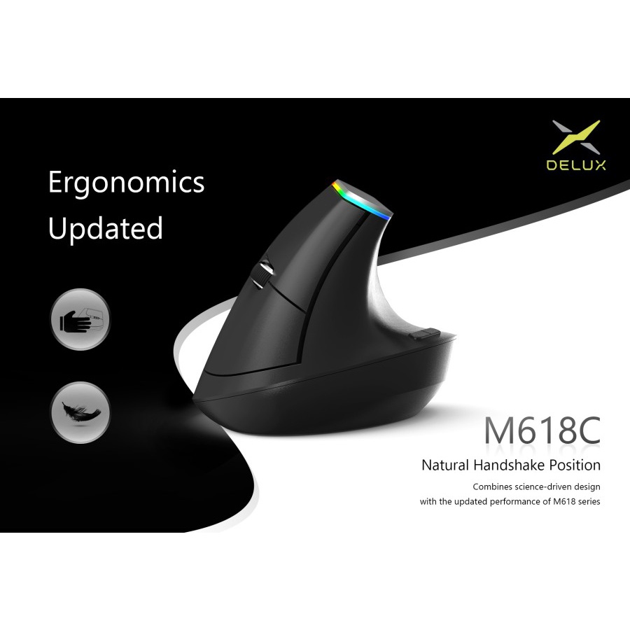 Jual Delux M618C Wireless Vertical Ergonomic Mouse Gaming | Shopee ...