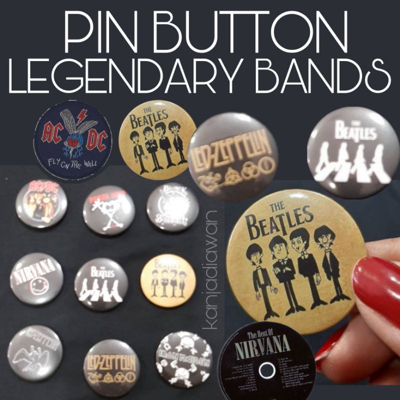 Jual Pin Band Legendaris CUSTOM The Beatles Nirvana Led Zeppelin ...