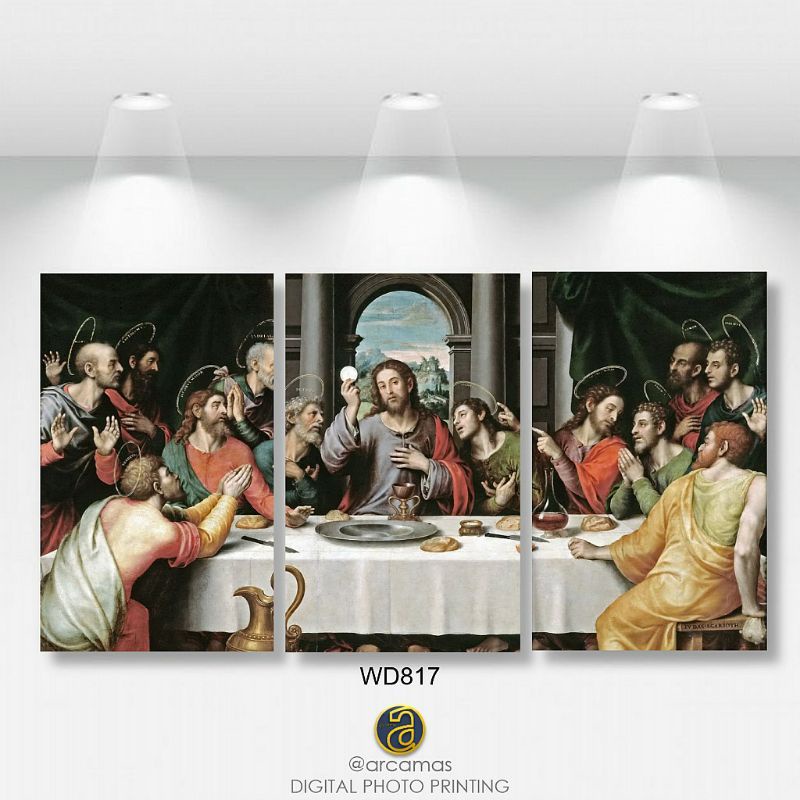 Jual Hiasan Dinding 40x90 cm Bingkai Papan MDF Poster Yesus Perjamuan ...