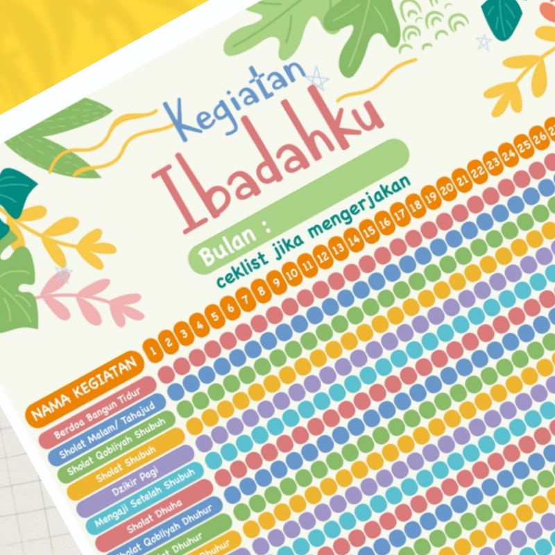 Jual Poster Ceklist Ibadah Poster Kegiatan Ibadah | Poster Edukasi Kun ...