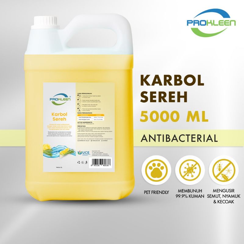 Jual Karbol Antibacterial PREMIUM 5 LITER - Aroma Sereh (GOJEK/GRAB ...