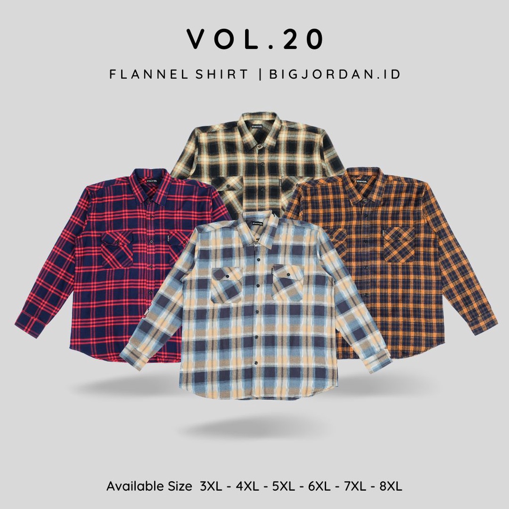 Jual VOL.20 kemeja flannel biru ukuran jumbo size XXXXL XXXXXL 6XL 7XL 8XL kemeja flanel big ...