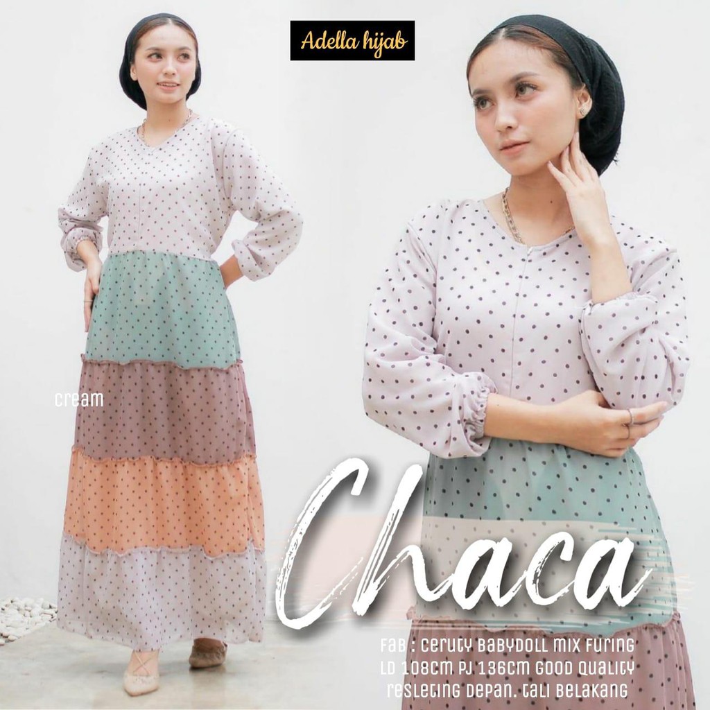 Jual CHACHA DRESS MUSLIM by ADELLA HIJAB ORIGINAL | Shopee Indonesia