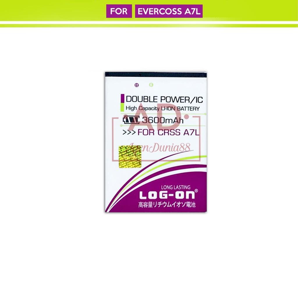 Jual BATERAI EVERCOSS A7L - LOG ON DOUBLE POWER BATTERY | Shopee Indonesia
