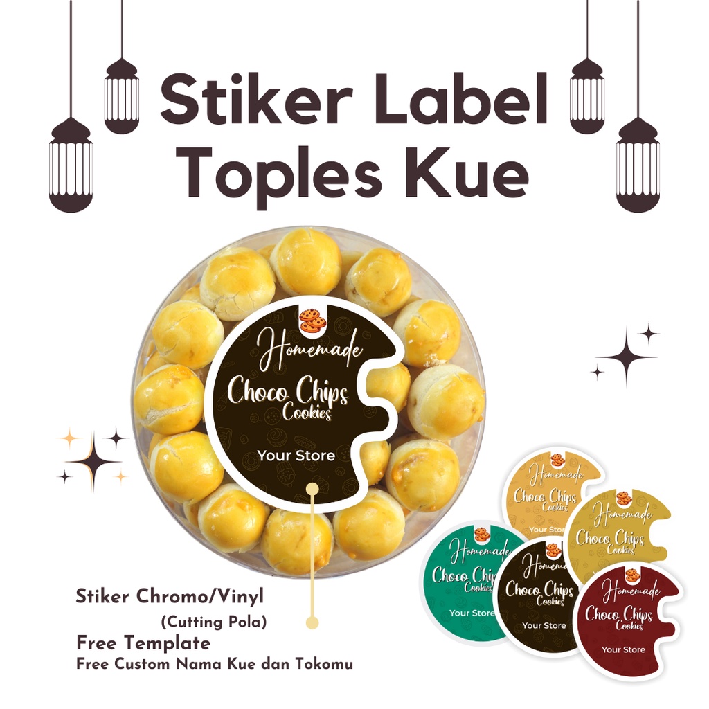 Jual Label Sticker Toples Kue Kering/Nastar/Kastengel Custom Desain ...