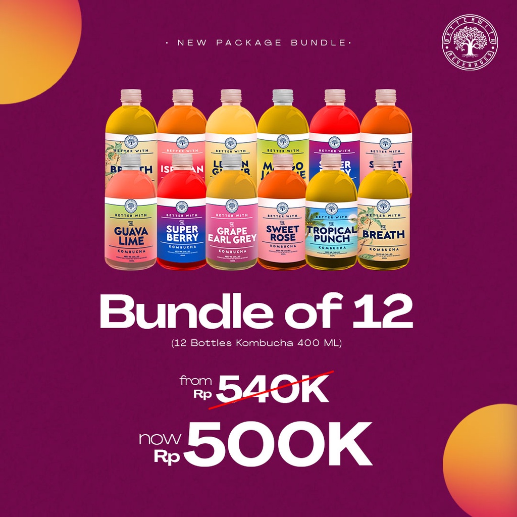 Jual Kombucha Bundle of 12 (12 botol @400 ml) | Shopee Indonesia