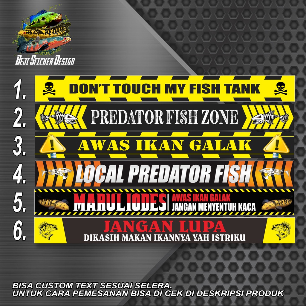 Jual STICKER LIST AQUARIUM IKAN PREDATOR TERBARU MURAH UKURAN 60X6CM ...