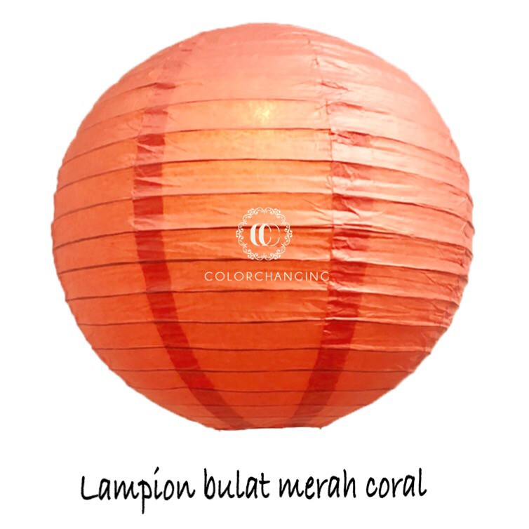 Jual lampion bulat merah coral imlek 35 cm dekorasi mall cafe | Shopee ...