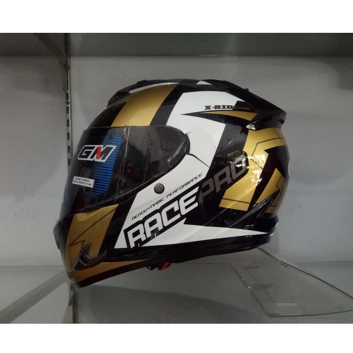 Jual HELM GM RACE PRO X RIDE BLACK GOLD ORIGINAL | Shopee Indonesia